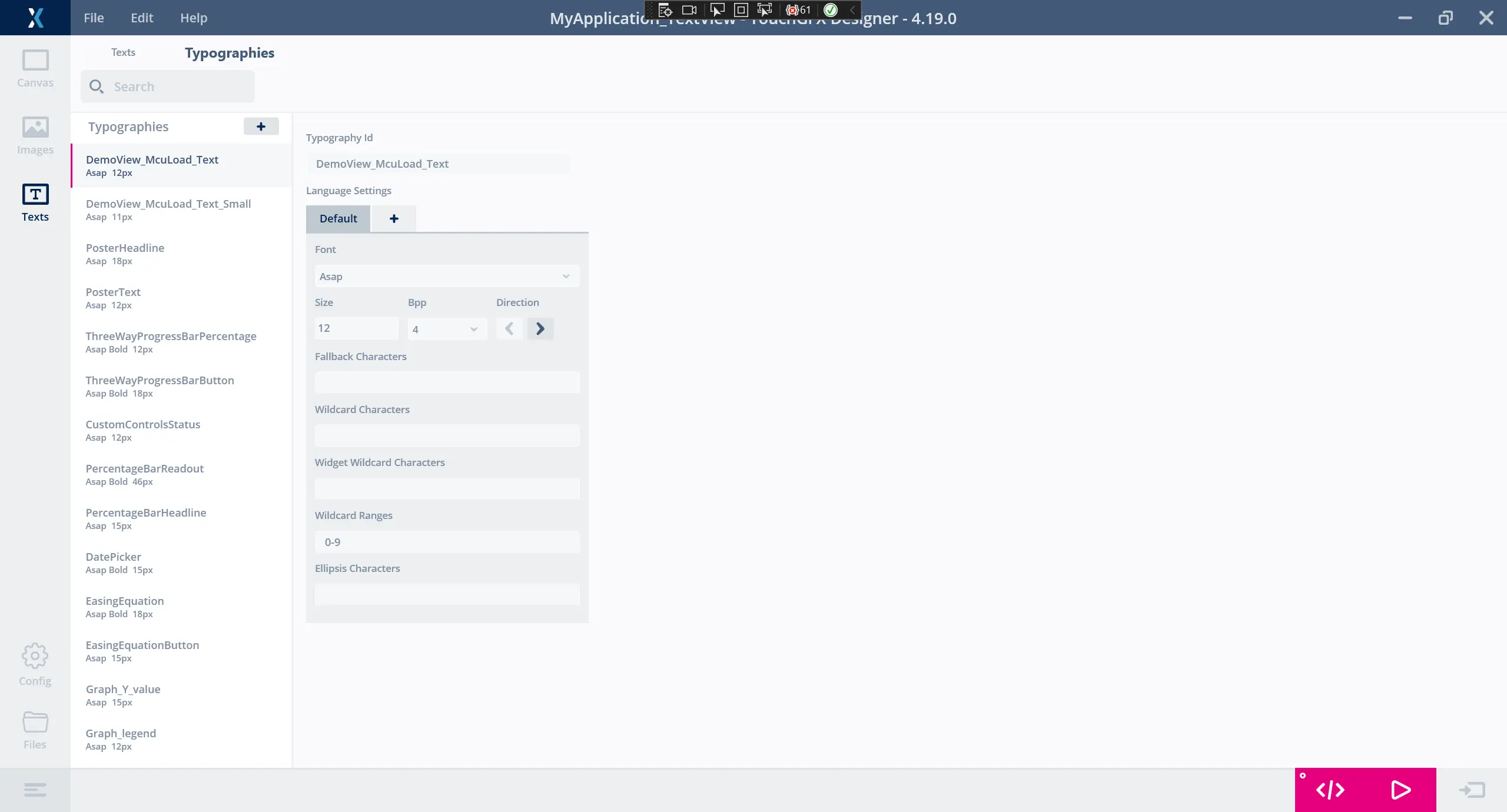 Texts View | TouchGFX Documentation